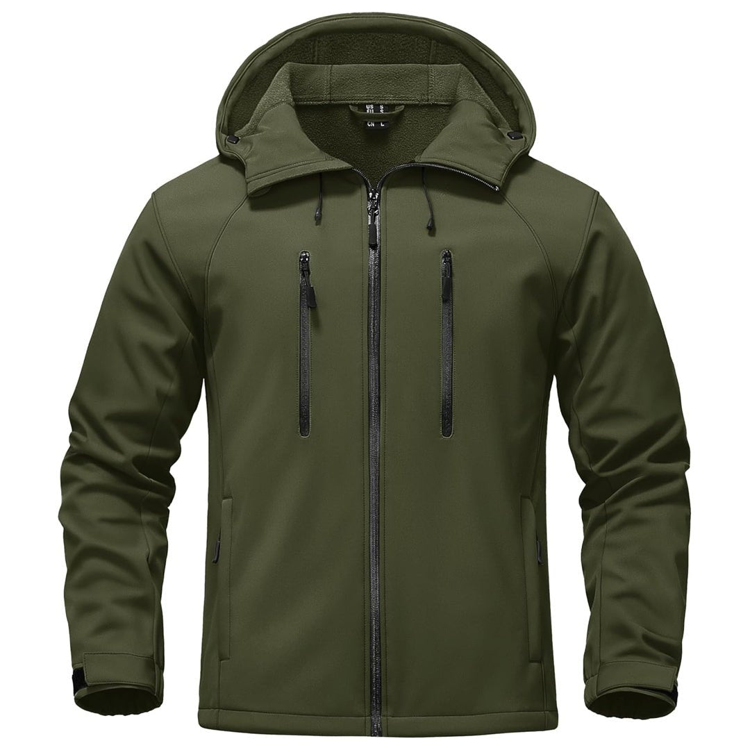 Men's Warm Fleece Lined Softshell Outdoor Jacket - TACVASEN